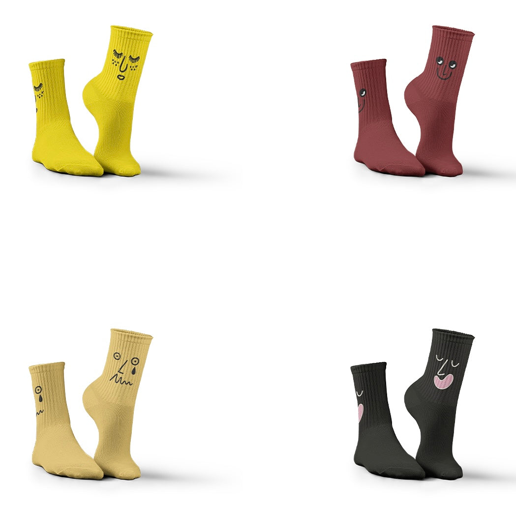 Face Collection Socks Set Of 4